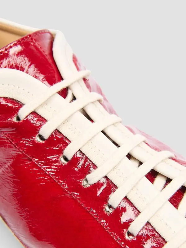 Dries Van Noten Two-tone Low-top Patent Leather Sneakers - Red