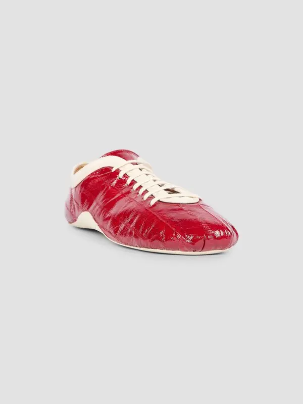 Dries Van Noten Two-tone Low-top Patent Leather Sneakers - Red