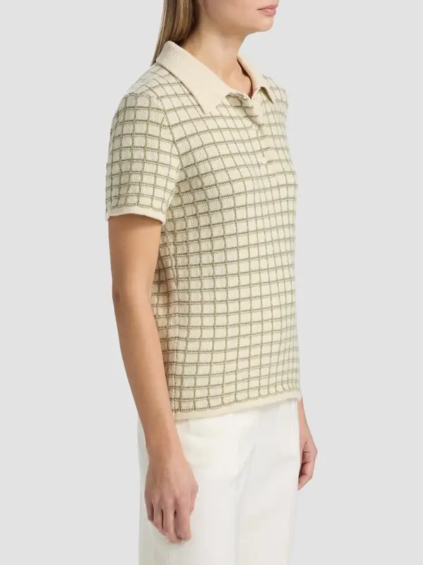 THE ELDER STATESMAN Ida Checked Cashmere Polo Sweater