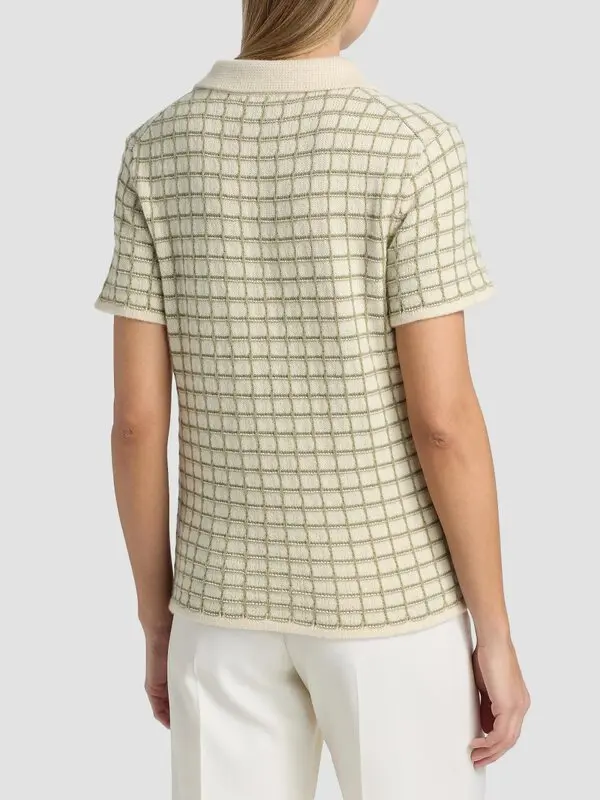 THE ELDER STATESMAN Ida Checked Cashmere Polo Sweater