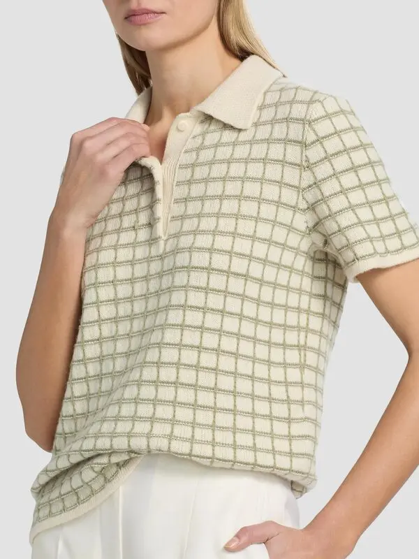 THE ELDER STATESMAN Ida Checked Cashmere Polo Sweater