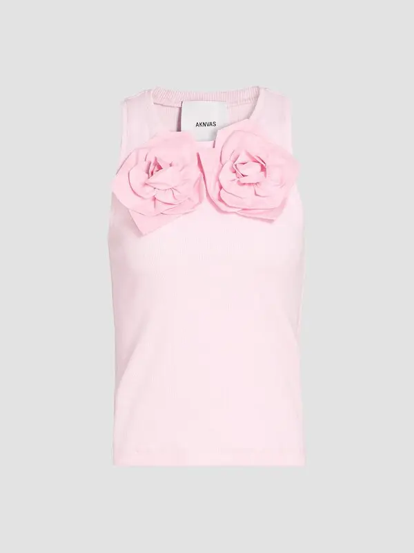 AKNVAS Camille Floral Appliqué Cotton Tank