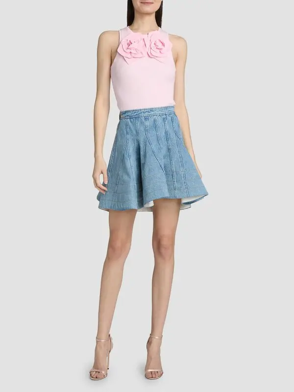 AKNVAS Camille Floral Appliqué Cotton Tank