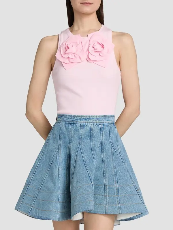 AKNVAS Camille Floral Appliqué Cotton Tank