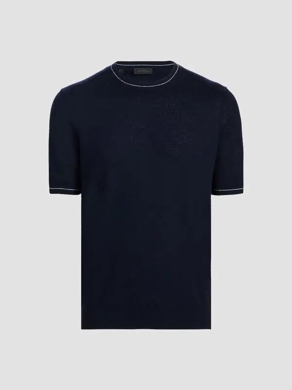 SAKS FIFTH AVENUE Bouclé Crewneck Top - Navy