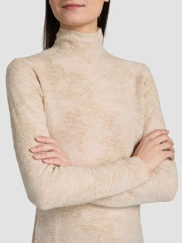 GANNI Flower Jacquard Mock Turtleneck Sweater