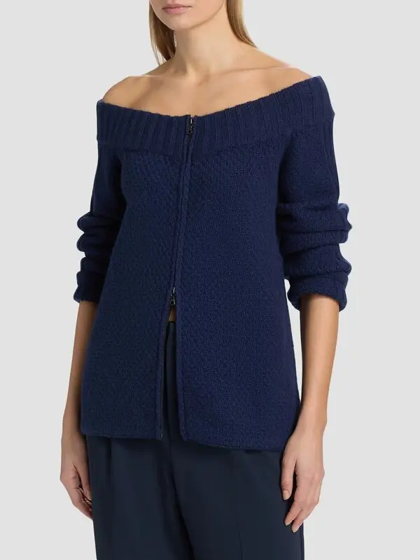 THE ELDER STATESMAN Rosie Cashmere Off-the-shoulder Cardigan