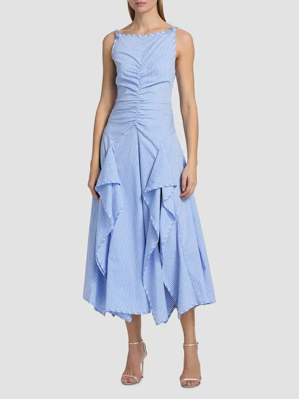 AKNVAS Morgan Striped Cotton-blend Poplin Midi-dress