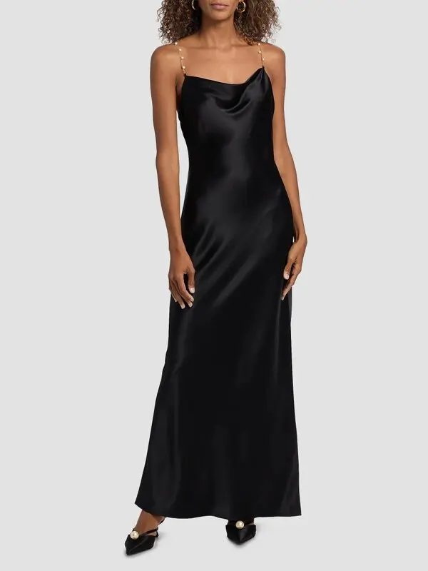 Cami Nyc Shallon Embellished-silk Slip Gown - Black