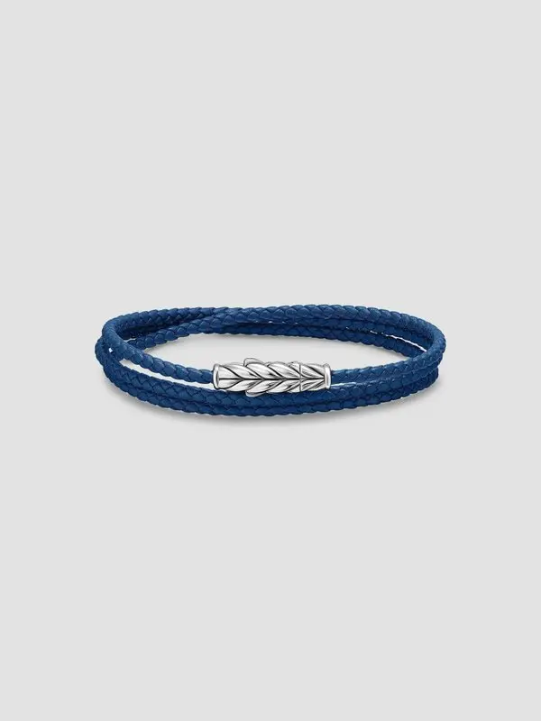 David Yurman Chevron Triple Wrap Bracelet - Blue Silver