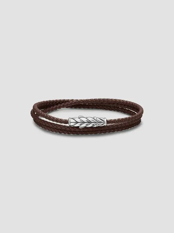 David Yurman Chevron Triple Wrap Bracelet - Brown Silver