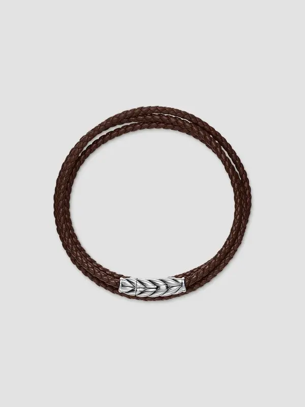 David Yurman Chevron Triple Wrap Bracelet - Brown Silver