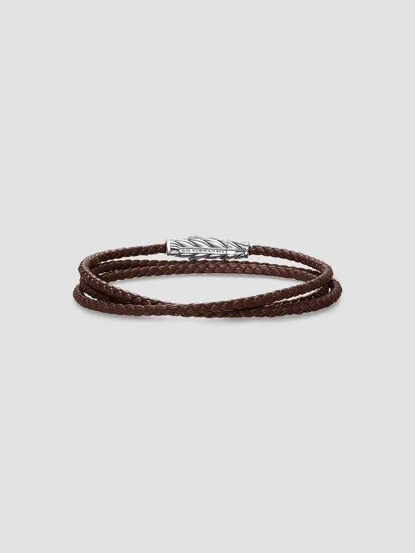 David Yurman Chevron Triple Wrap Bracelet - Brown Silver