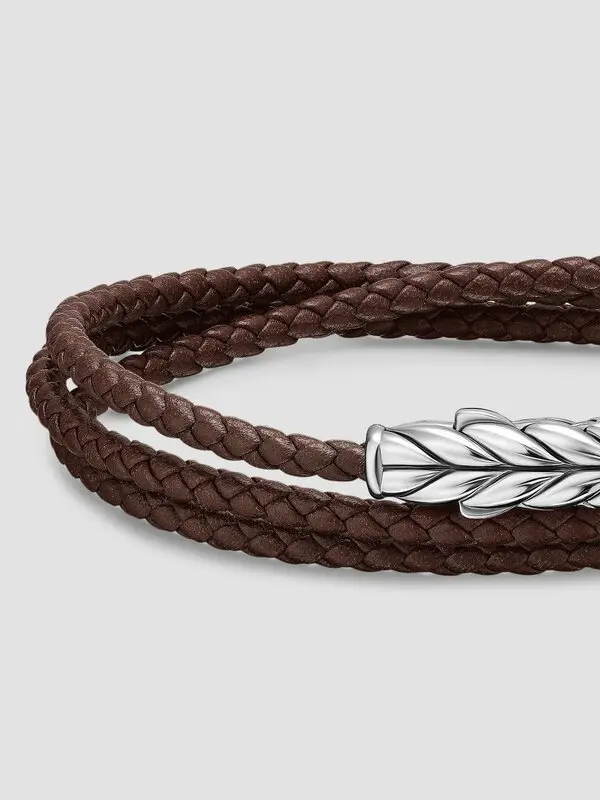 David Yurman Chevron Triple Wrap Bracelet - Brown Silver