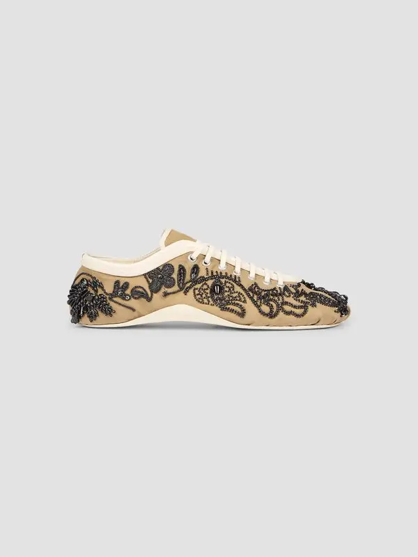 Dries Van Noten Beaded Cotton Canvas Low-top Sneakers