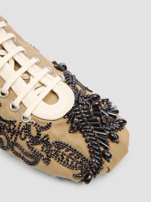 Dries Van Noten Beaded Cotton Canvas Low-top Sneakers