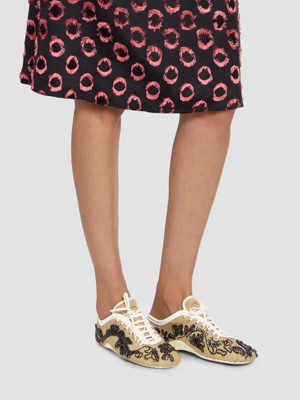 Dries Van Noten Beaded Cotton Canvas Low-top Sneakers