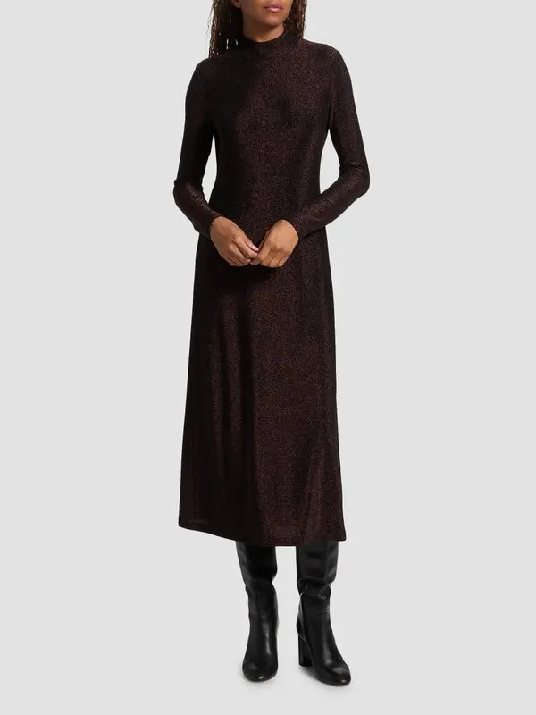 Johnny Was Jewell Metallic Knit Open-back Midi-dress