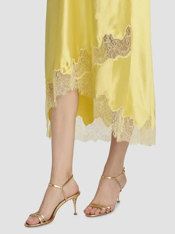 Cami Nyc Alexandria Strapless Lace-trimmed Satin Midi-dress