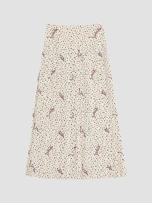 Valentino Garavani Plusdepois Bubble Print Crepe De Chine Skirt - Vanilla Multi