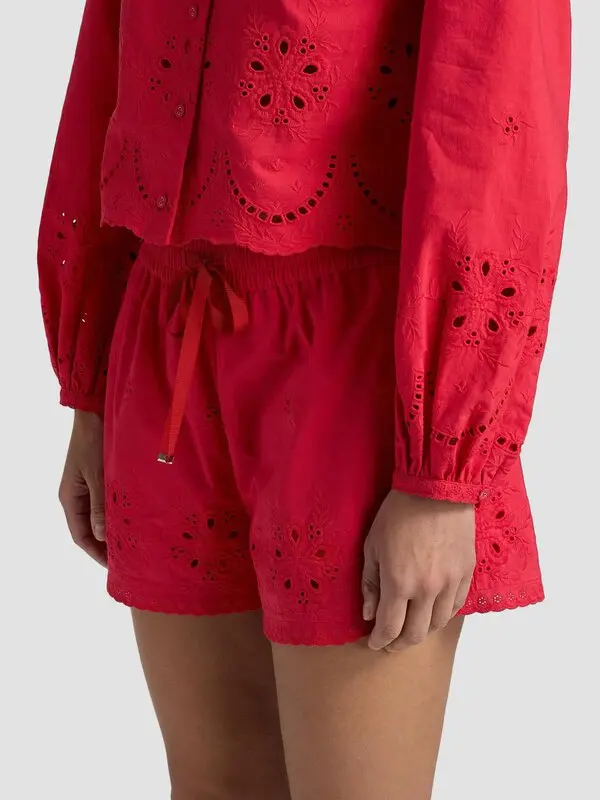 Cami Nyc Jorni Mid-rise Cotton Eyelet Shorts