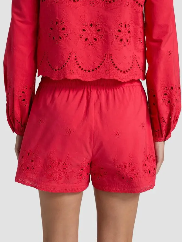 Cami Nyc Jorni Mid-rise Cotton Eyelet Shorts