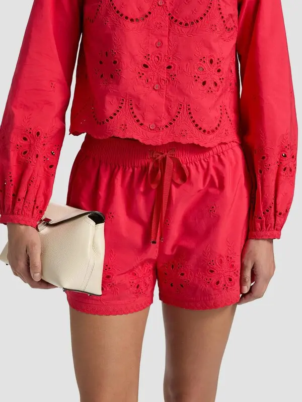 Cami Nyc Jorni Mid-rise Cotton Eyelet Shorts