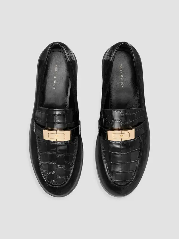 Tory Burch Leelee Croc-embossed Leather Loafers