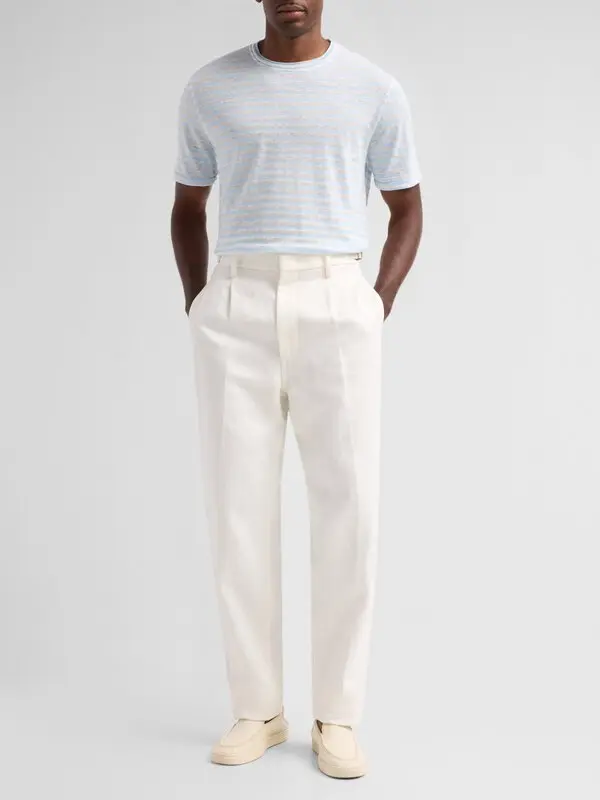 SAKS FIFTH AVENUE Striped Linen-blend Crewneck T-shirt