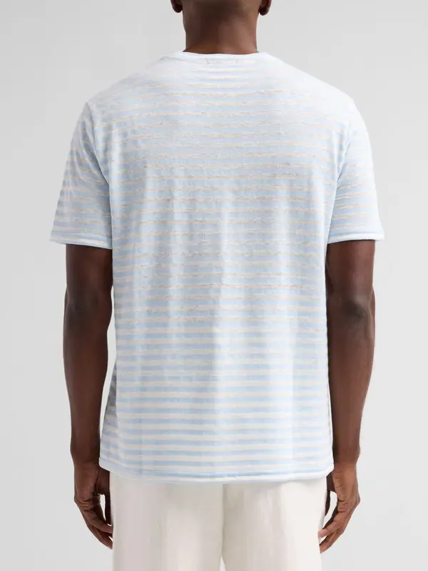 SAKS FIFTH AVENUE Striped Linen-blend Crewneck T-shirt