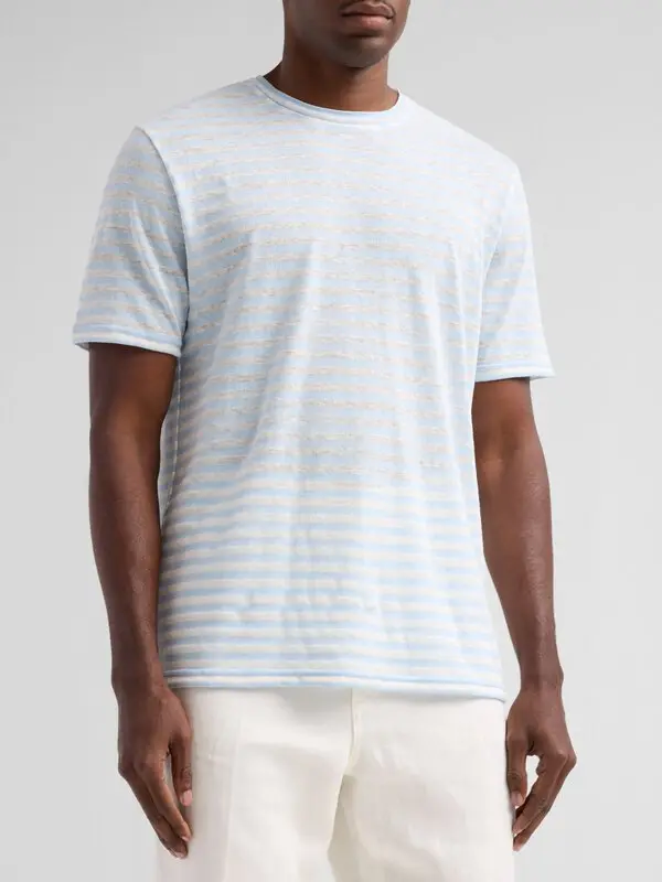 SAKS FIFTH AVENUE Striped Linen-blend Crewneck T-shirt