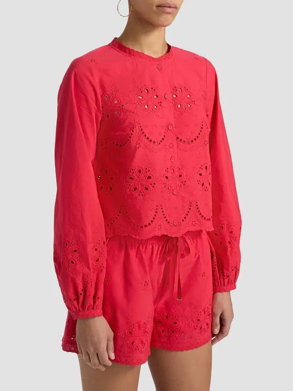 Cami Nyc Kalena Cotton Eyelet Crop Blouse