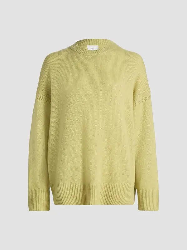 THE ELDER STATESMAN Nimbus Calla Cashmere-cotton Crewneck Sweater - Sage