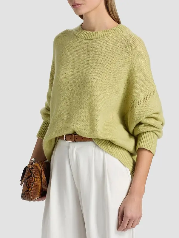 THE ELDER STATESMAN Nimbus Calla Cashmere-cotton Crewneck Sweater