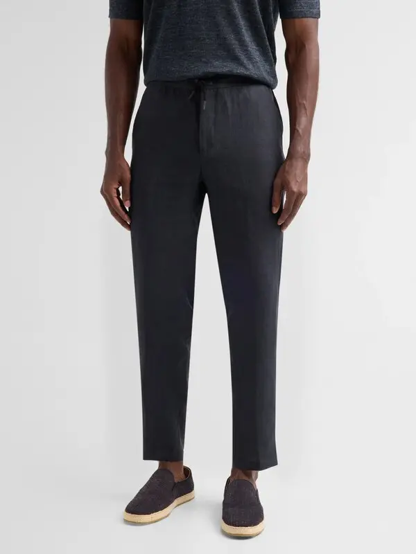 SAKS FIFTH AVENUE Collection Drawstring Linen-blend Pants - Black