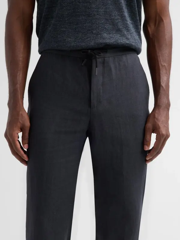 SAKS FIFTH AVENUE Collection Drawstring Linen-blend Pants - Black
