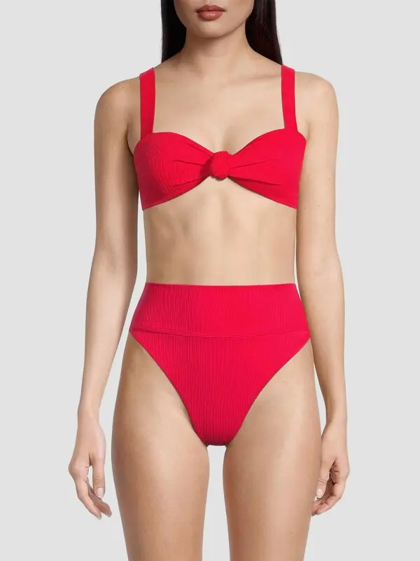 Beach Riot Sophia Rib-knit Bikini Top - Red