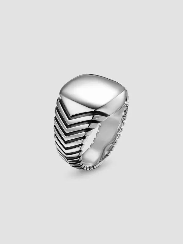 David Yurman Chevron Signet Ring In Sterling 18mm
