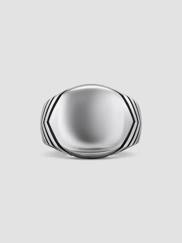 David Yurman Chevron Signet Ring In Sterling 18mm