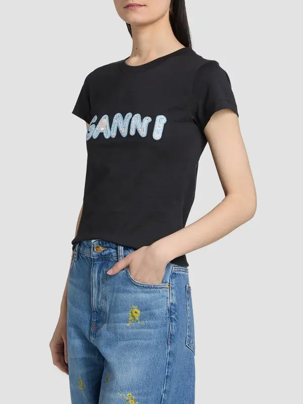 GANNI Basic Cotton Jersey Logo Baby T-shirt