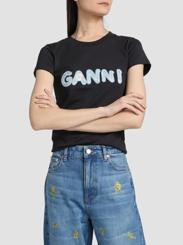 GANNI Basic Cotton Jersey Logo Baby T-shirt