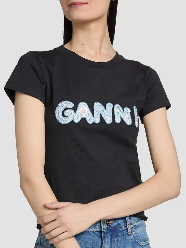 GANNI Basic Cotton Jersey Logo Baby T-shirt