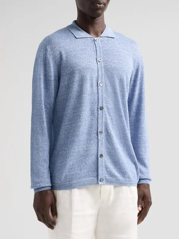 SAKS FIFTH AVENUE Linen-cotton Shirt-style Cardigan