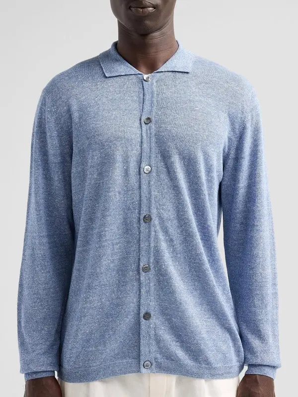 SAKS FIFTH AVENUE Linen-cotton Shirt-style Cardigan