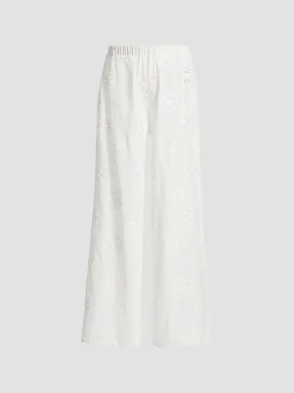 Cami Nyc Tiago High-rise Anglaise Cotton Pants - Macadamia