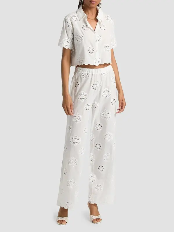 Cami Nyc Tiago High-rise Anglaise Cotton Pants