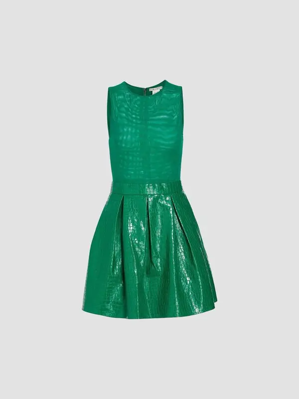 Alice + Olivia Chara Croc-embossed Minidress