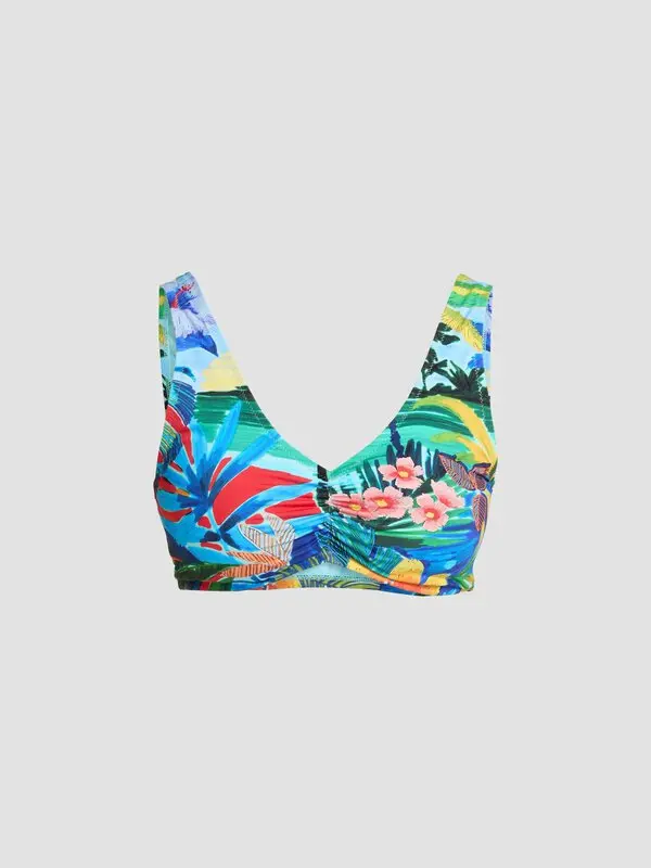 Johnny Was Ruched Printed Bikini Top