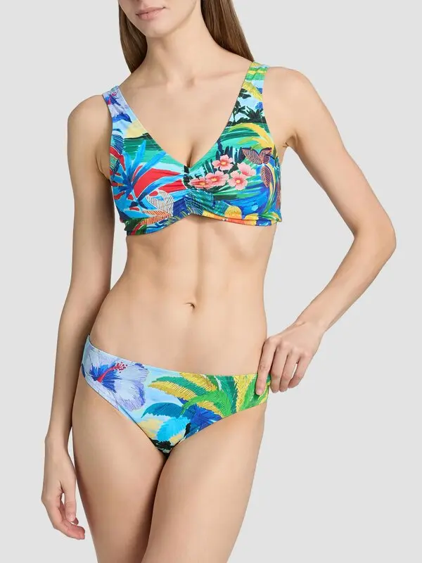 Johnny Was Ruched Printed Bikini Top