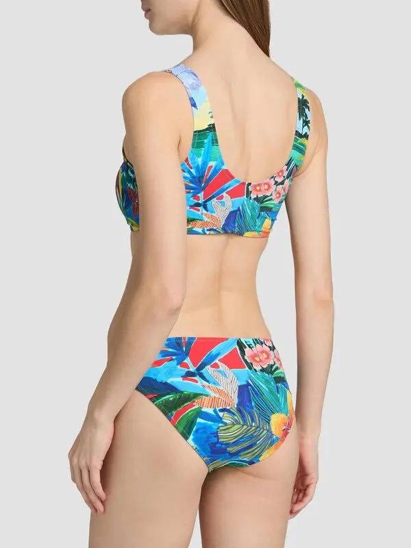 Johnny Was Ruched Printed Bikini Top